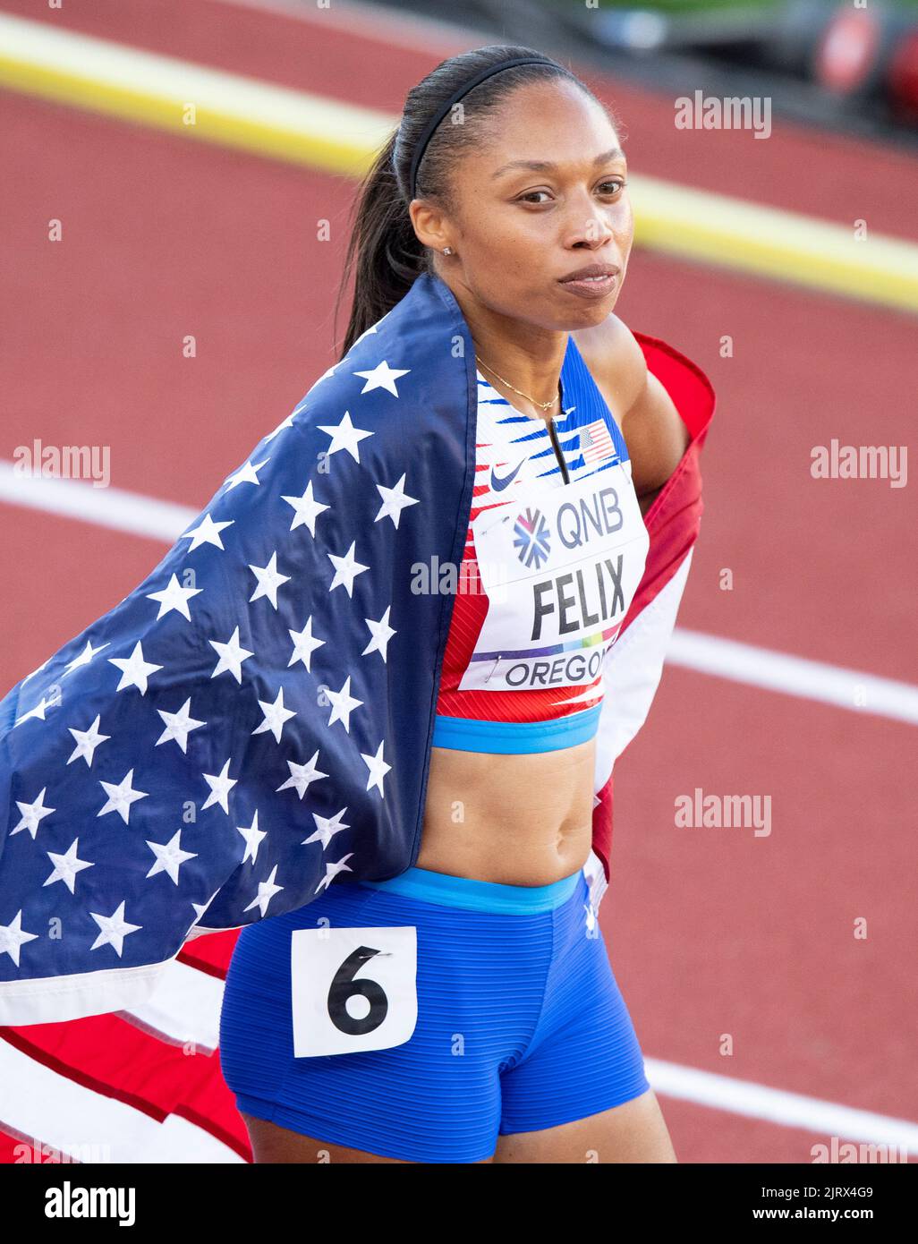 Allyson Felix of the USA celebrate’s after competing in the mixed relay ...