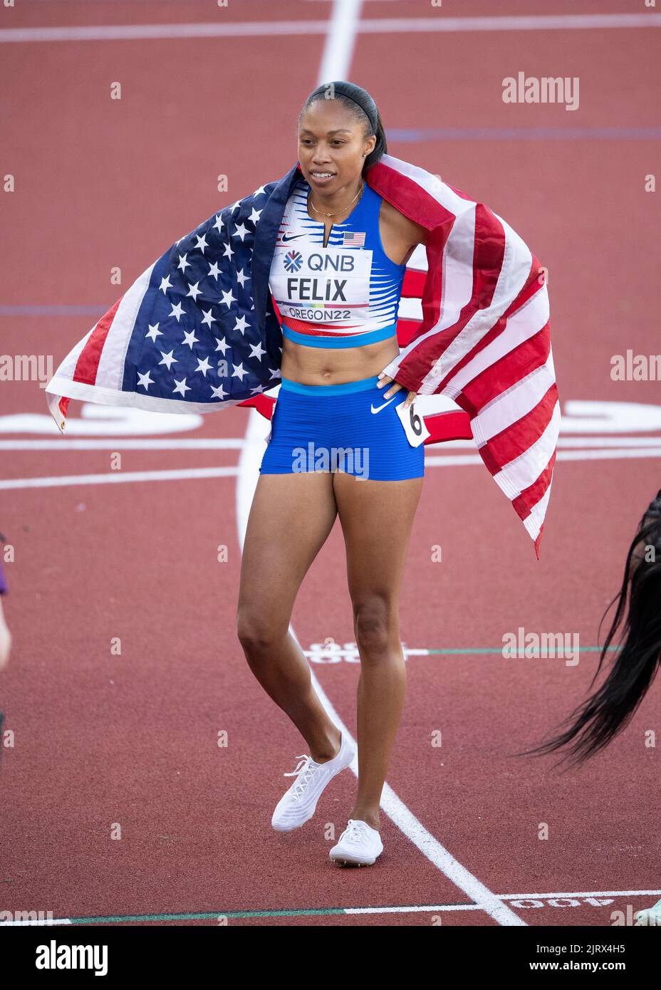 Allyson Felix of the USA celebrate’s after competing in the mixed relay ...