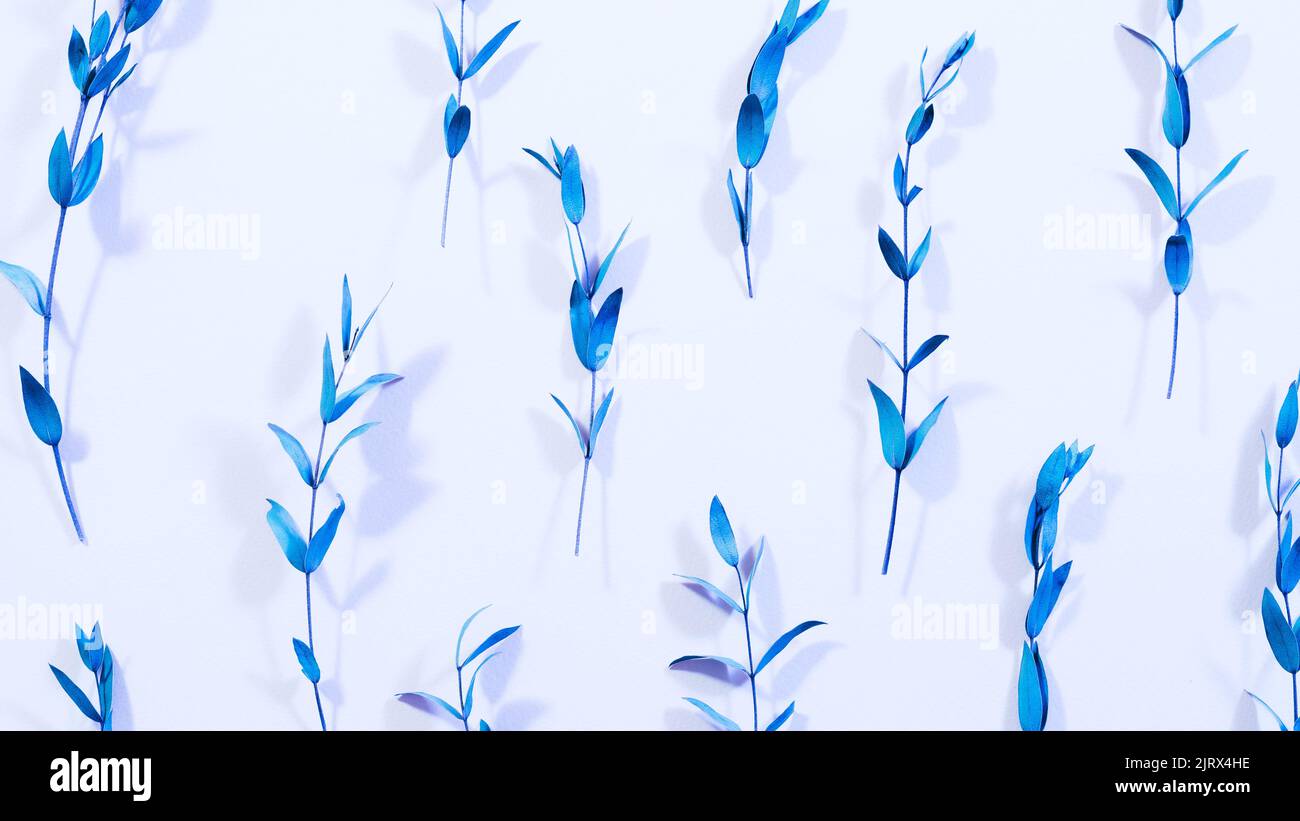 foliage composition inverted colors blue stems Stock Photo - Alamy