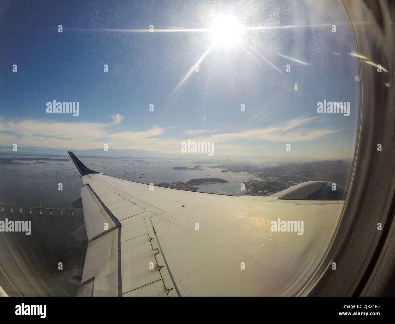 vision from inside an airplane at Santos Dumont airport in Rio de ...