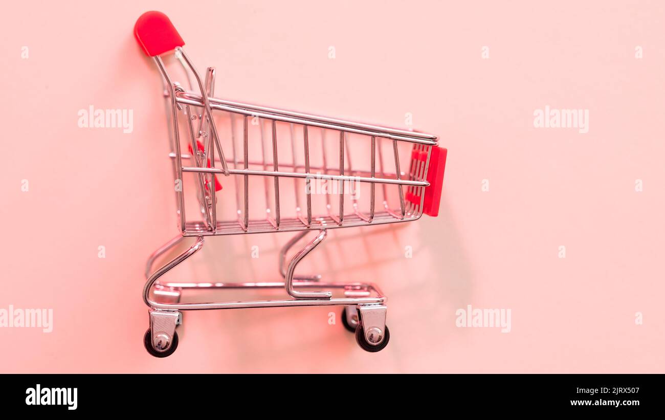 small push cart shopping empty trolley Stock Photo - Alamy