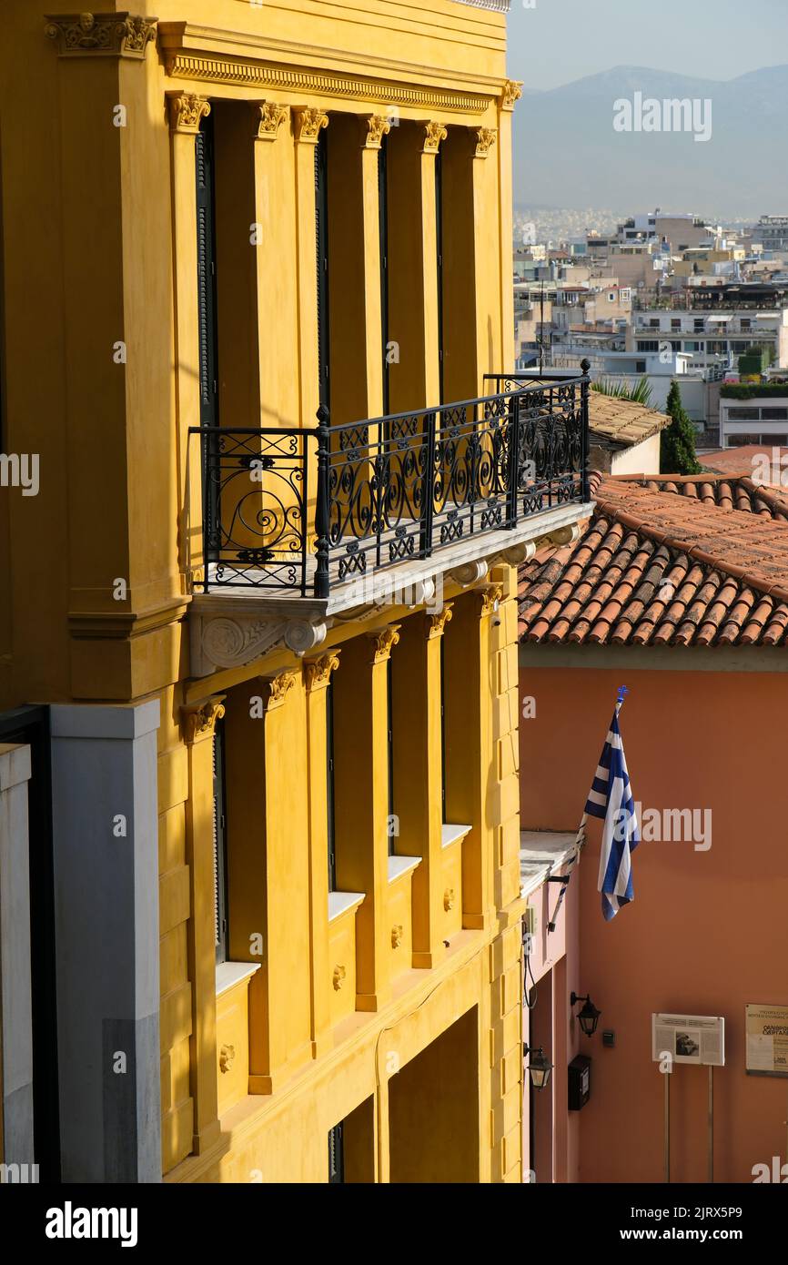 House with traditional architecture in Plaka area of Athens, Greece ...