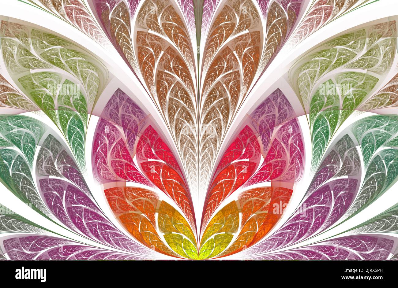 Multicolored floral pattern in stained-glass window style. Symmetrical ...
