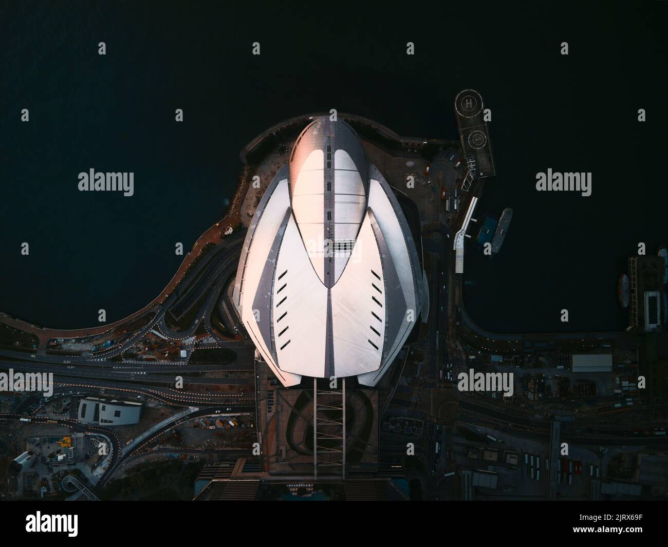 The aerial view of the Hong Kong Convention and Exhibition Centre on ...