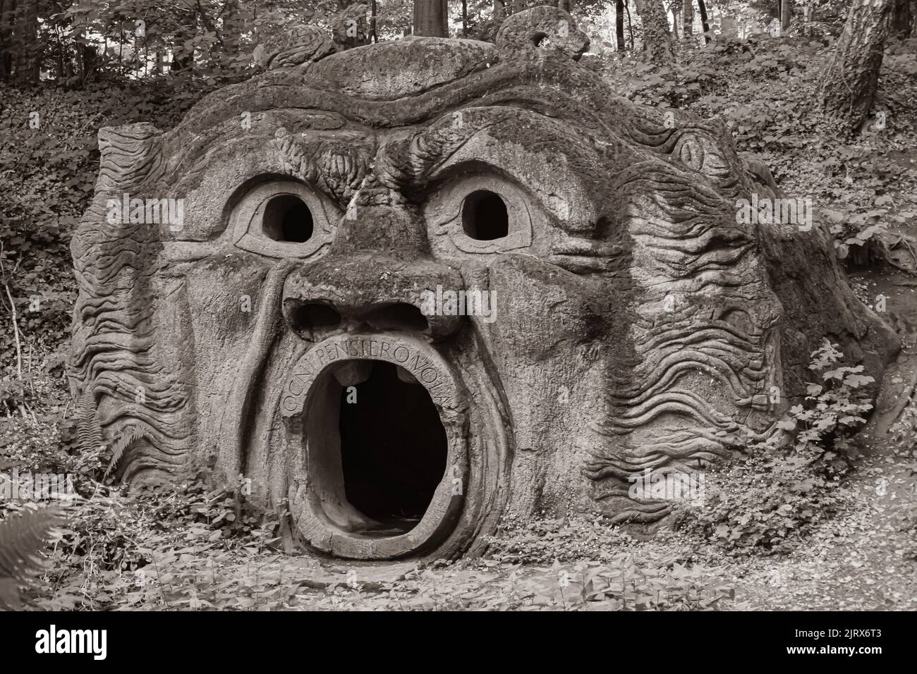 The Orcus mouth sculpture at famous Parco dei Mostri Stock Photo - Alamy