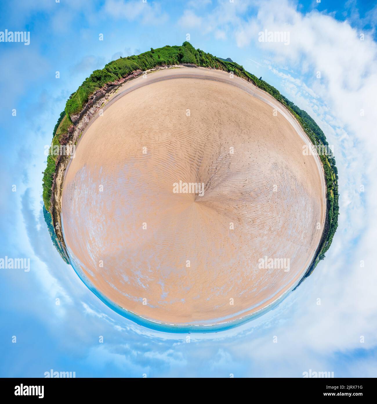 Little planet - 360 degree panorama of Traeth Lligwy beach on the isle ...