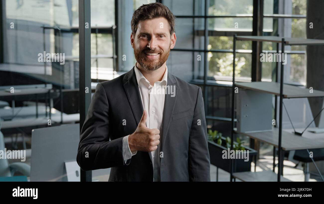 Bearded happy confident bearded Caucasian 40s middle-aged man boss ...