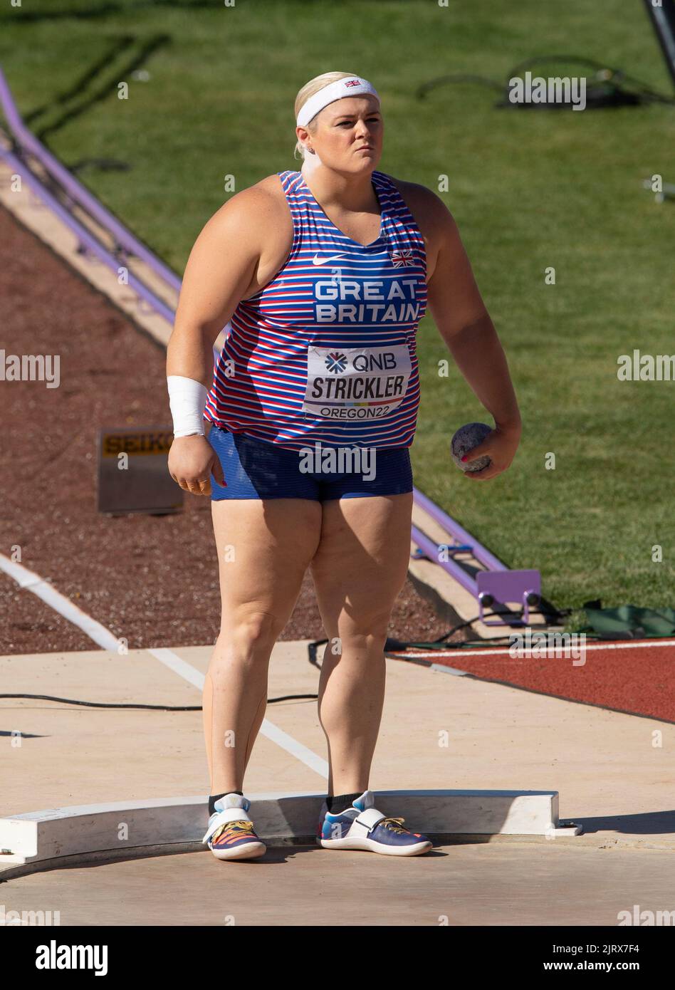 Amelia Strickler of GB&NI competing in the women’s shot put heats at ...