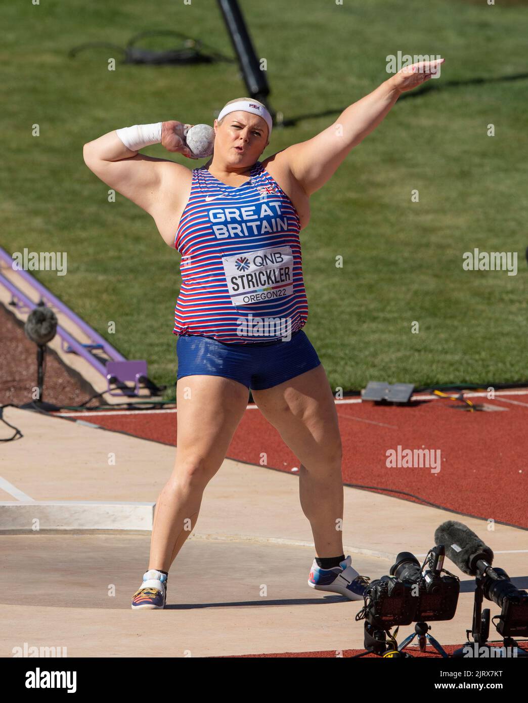Amelia Strickler of GB&NI competing in the women’s shot put heats at ...