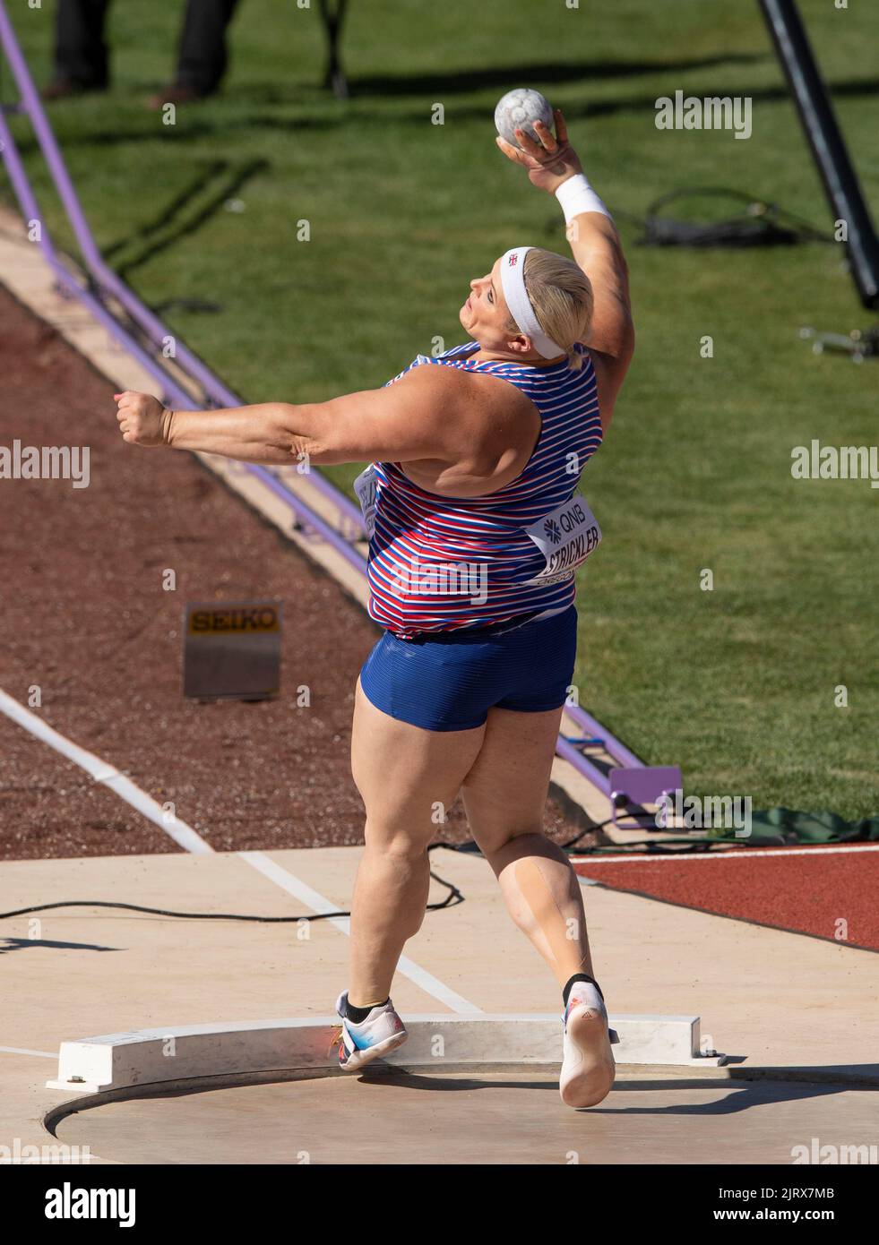 Amelia Strickler of GB&NI competing in the women’s shot put heats at ...