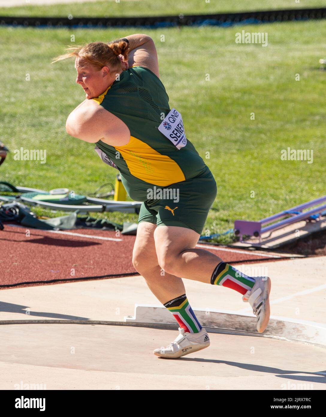 Ischke Senekal of South Africa competing in the women’s shot put heats ...