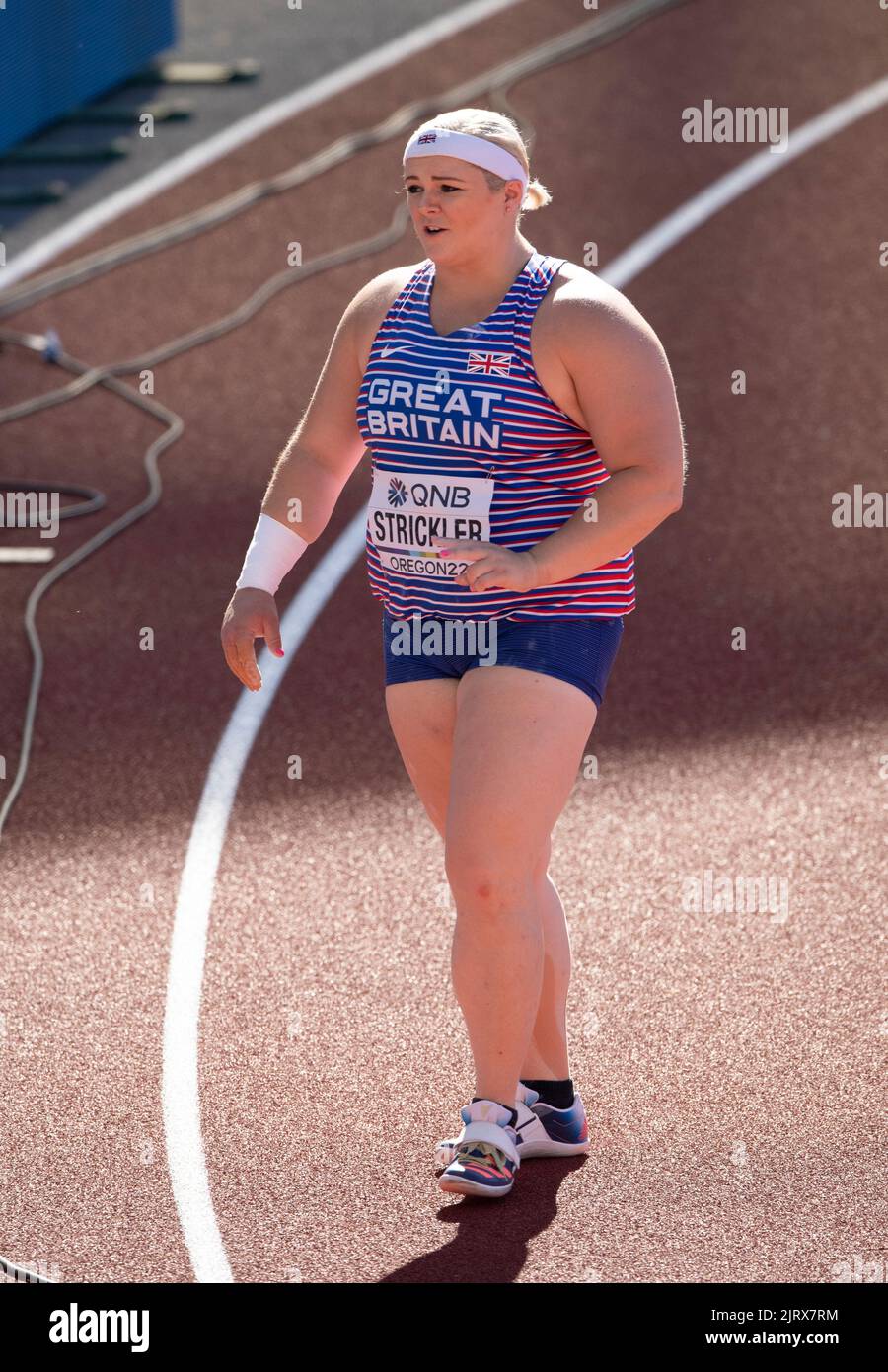 Amelia Strickler of GB&NI competing in the women’s shot put heats at ...