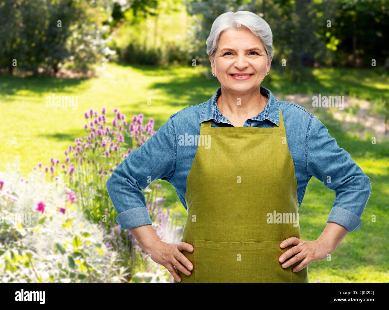 Portrait happy female gardener farmer hi-res stock photography and ...