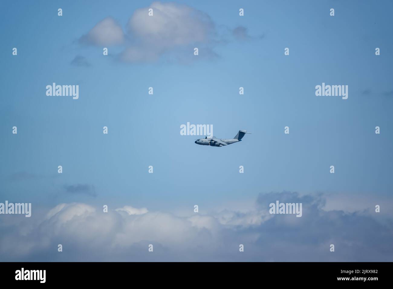 ZM414 RAF Royal Air Force Airbus A400M Atlas military plane circles ...