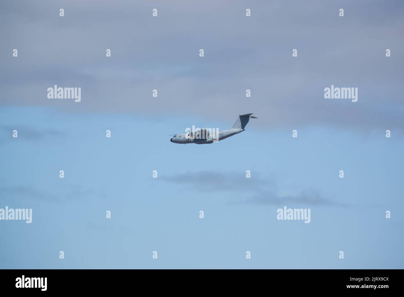 ZM414 RAF Royal Air Force Airbus A400M Atlas military plane circles ...