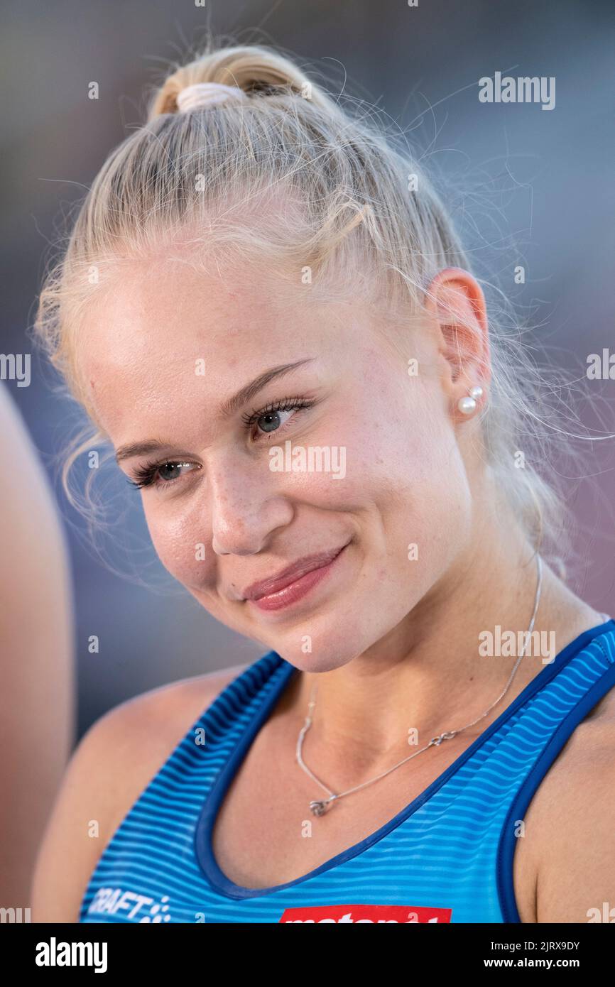 Saga Andersson of Finland competing in the women’s pole vault heats at ...