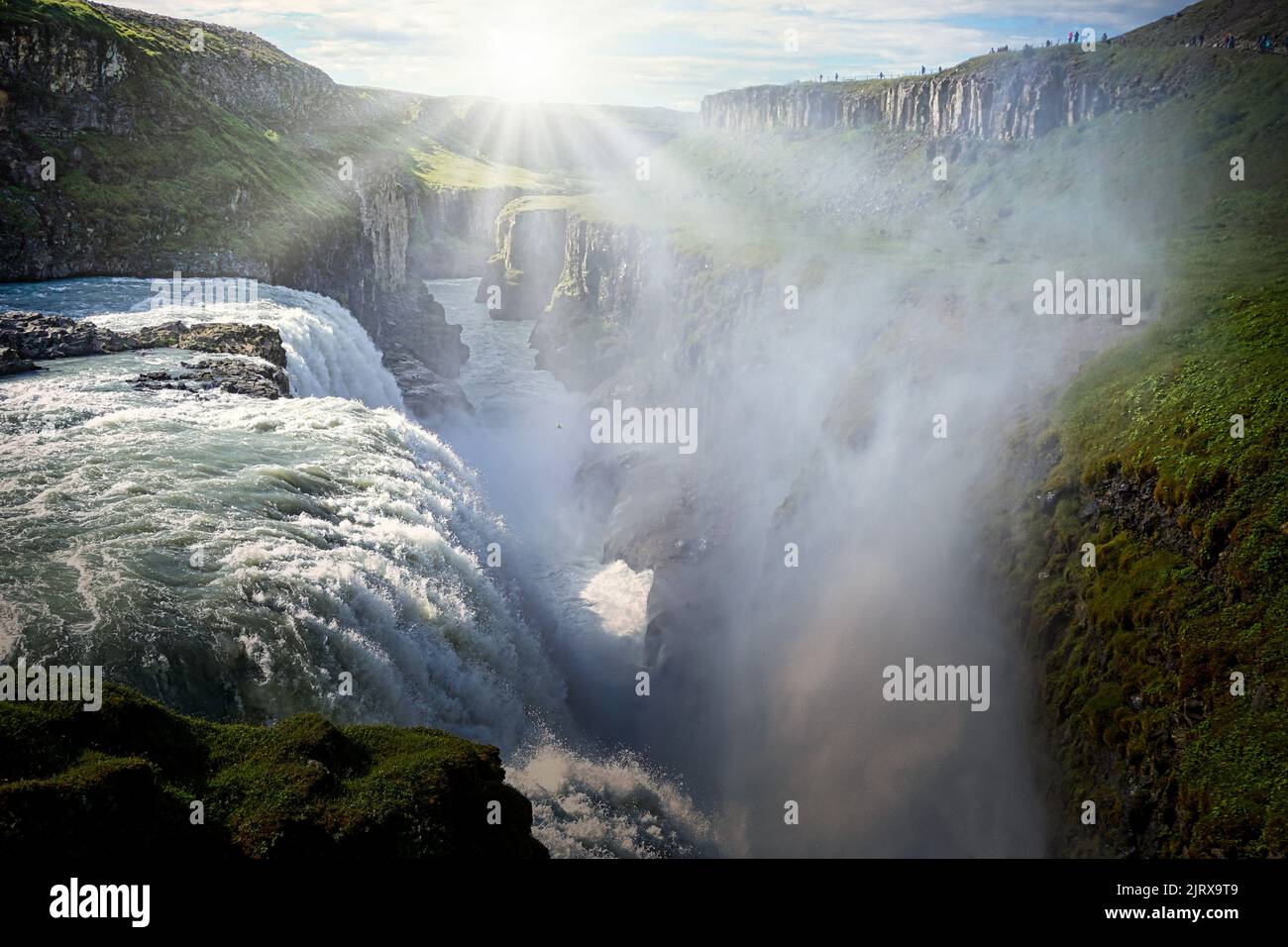 Gullfoss waterfall located in canyon on Hvita river, Iceland Stock ...