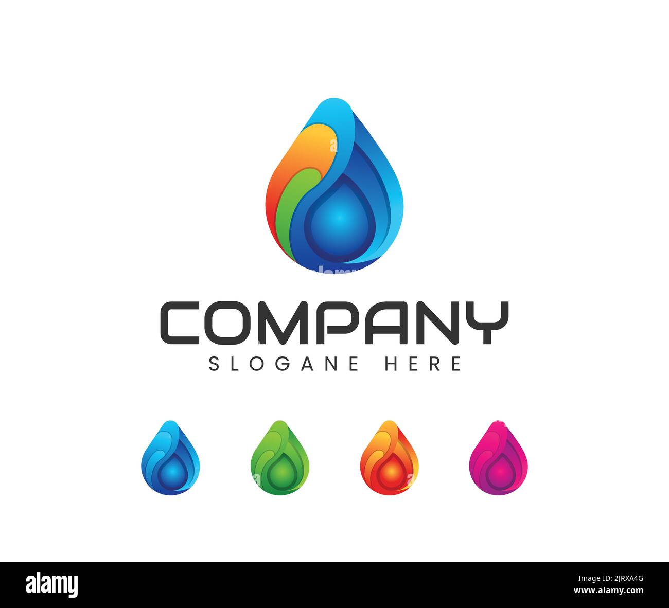 Colourful 3d water drop logo. Vector abstract 3d drop logo design ...