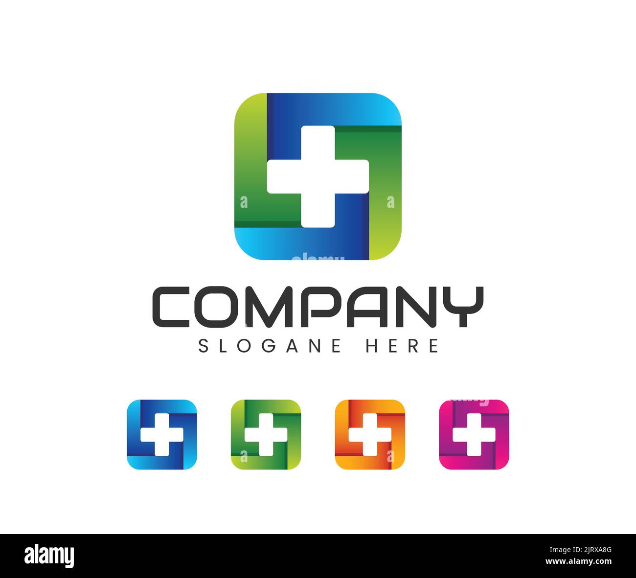 Pharmacy Logo eco green cross design. abstract colorful cross round ...