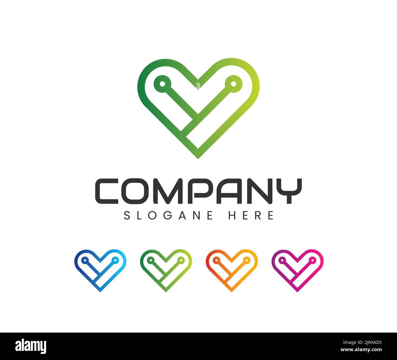 Heart tech logo. Technology Love Logo Outline monoline. Heart Logo ...