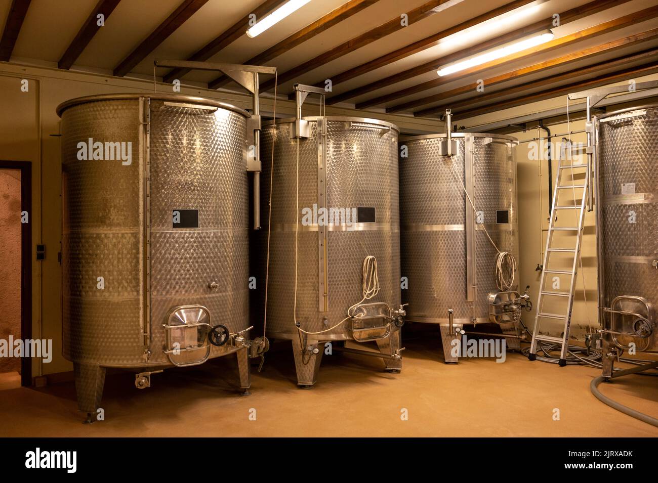 Stages of wine production from fermentation to bottling, visit to wine ...