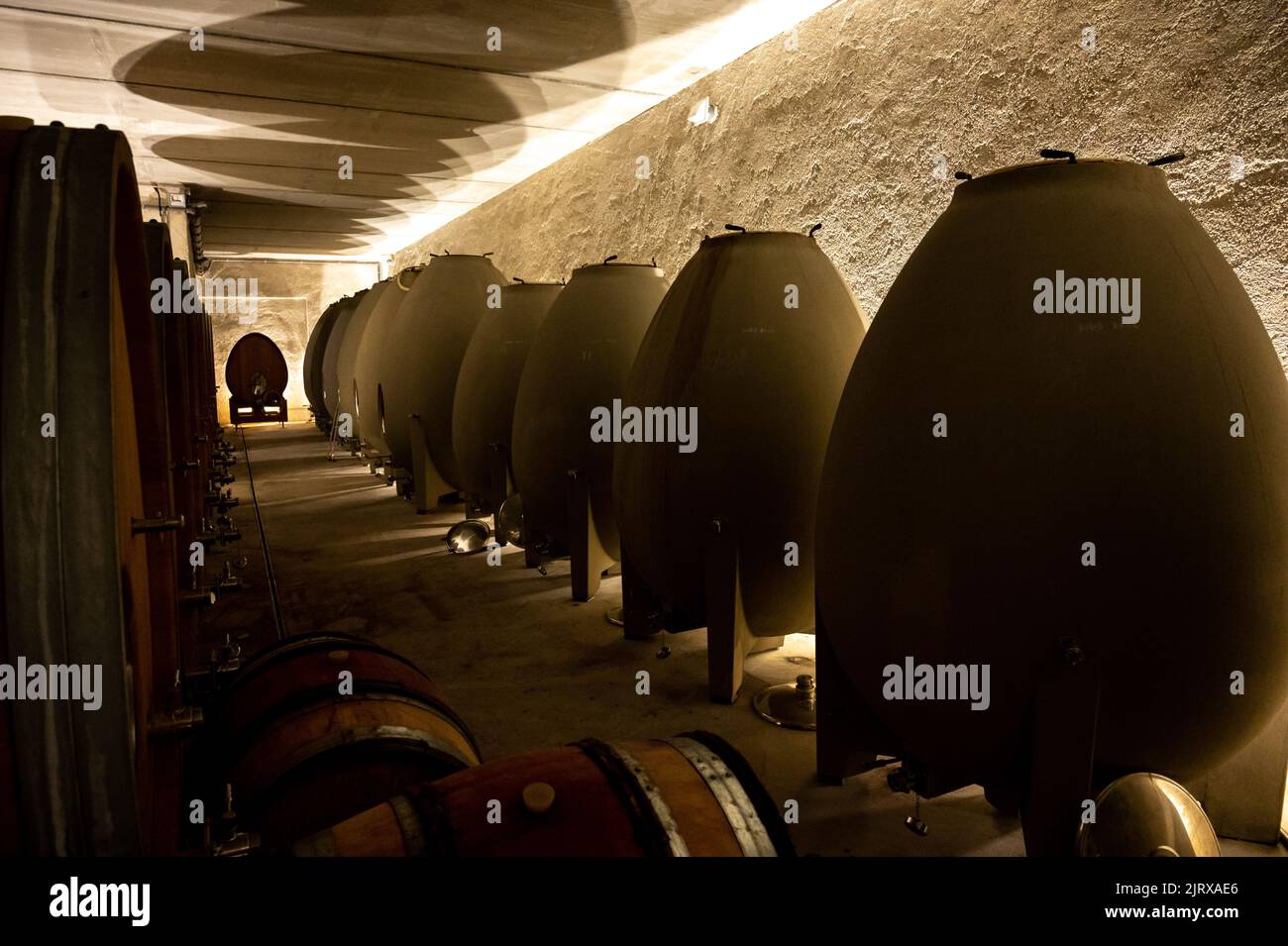 Stages of wine production from fermentation to bottling, visit to wine ...