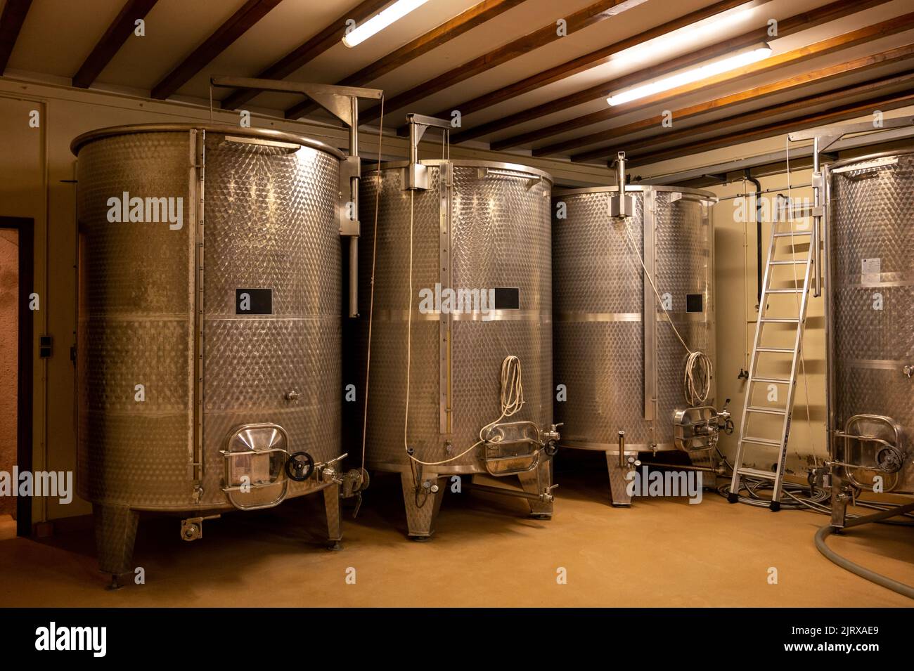 Stages of wine production from fermentation to bottling, visit to wine ...
