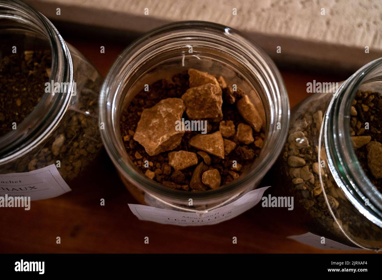Different samples of soils of Climat of origin areas, grand cru wine ...