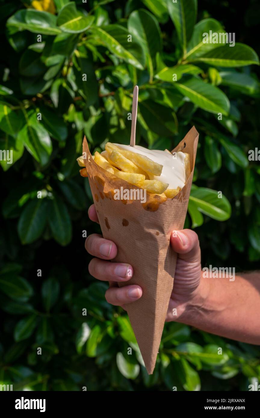 Belgium frites cone hi-res stock photography and images - Alamy