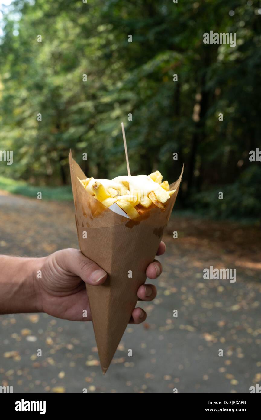 Belgium frites cone hi-res stock photography and images - Alamy
