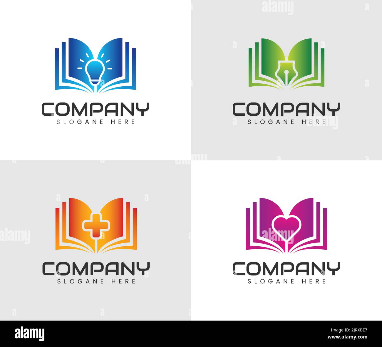 Set of Book Logo concept. Smart Learning Education Logo Design Template ...