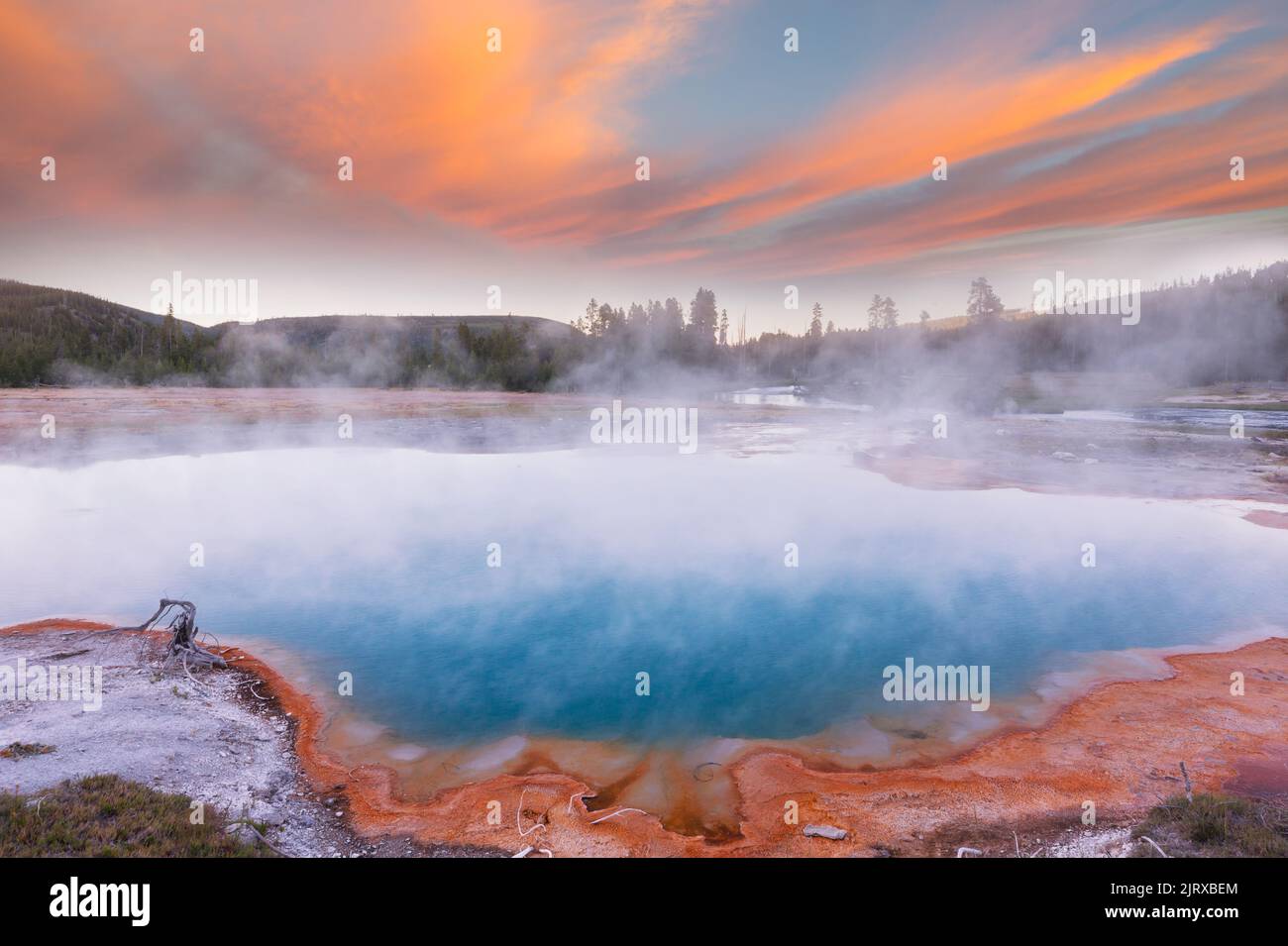 Inspiring natural background. Pools and geysers fields in Yellowstone ...