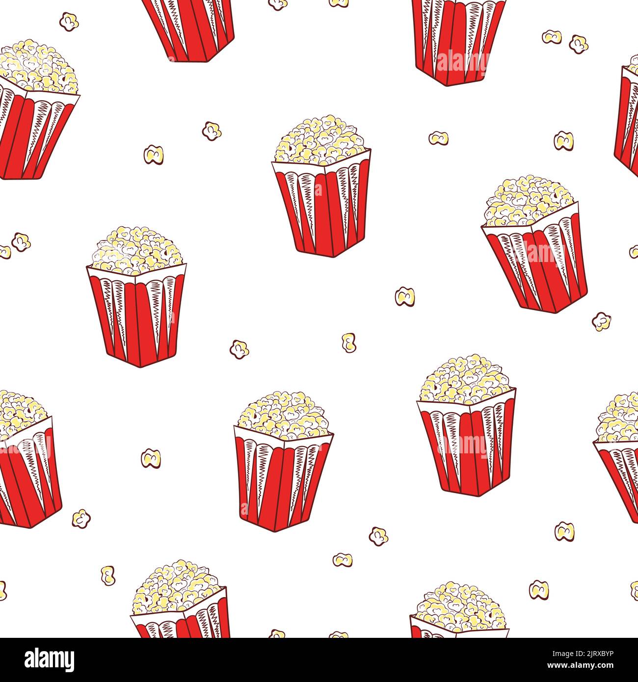Popcorn seamless pattern. Vector background with pop corn boxes ...
