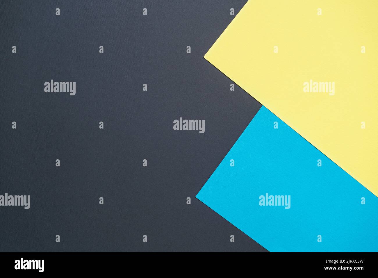 Blue, black, yellow, three tone color paper background with stripes ...