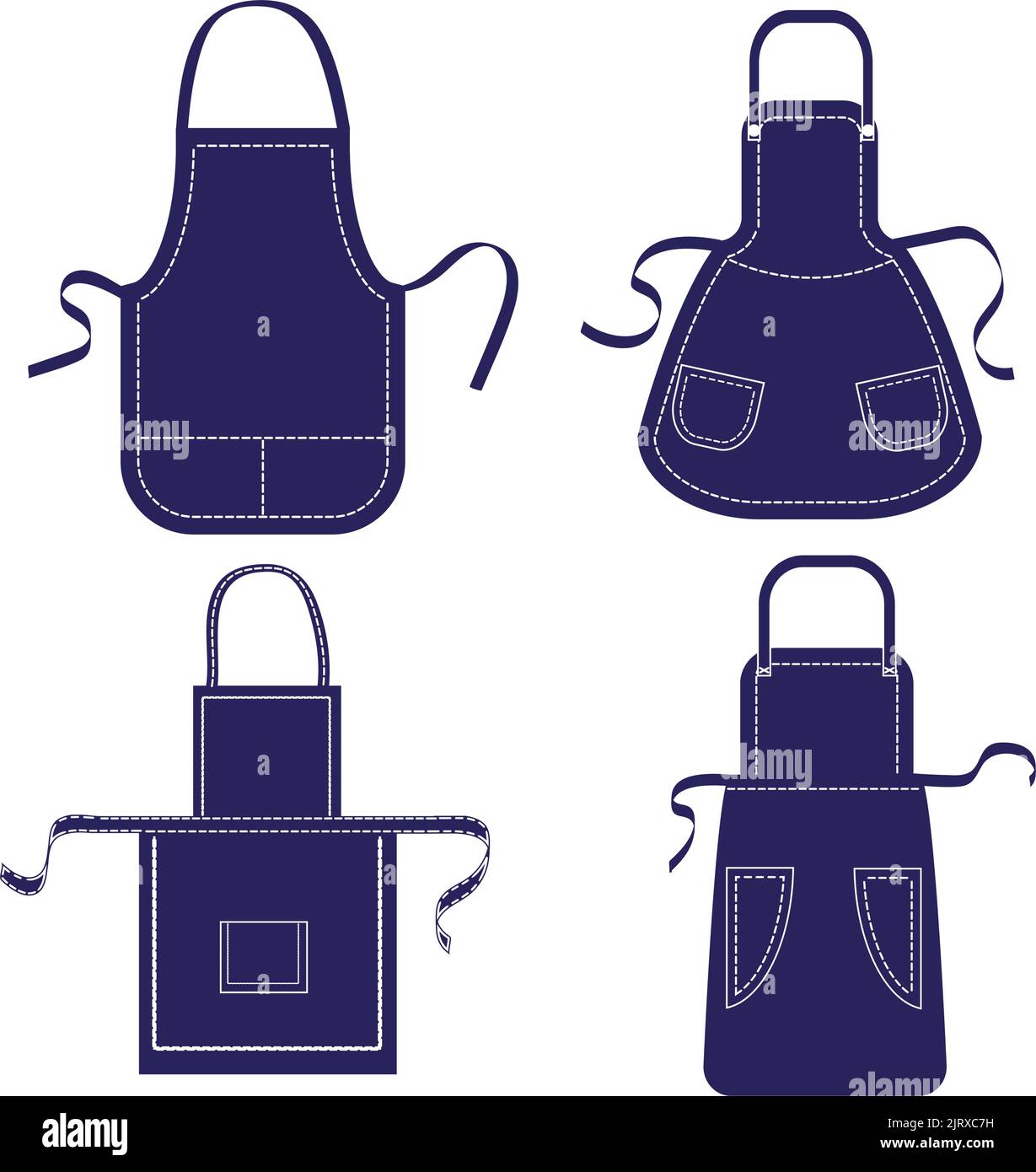 Set of blue aprons isolated on white. Vector collection aprons ...