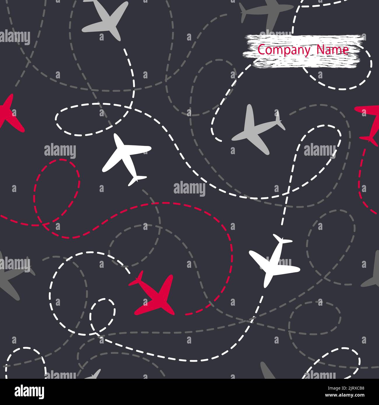 Seamless pattern with airplanes on dark. Travel around the world ...