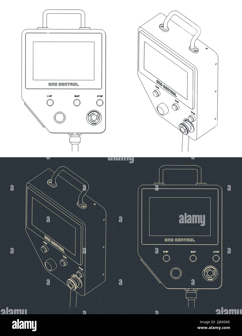Stylized vector illustrations of blueprints of CNC machine control Stock Vector Image & Art - Alamy