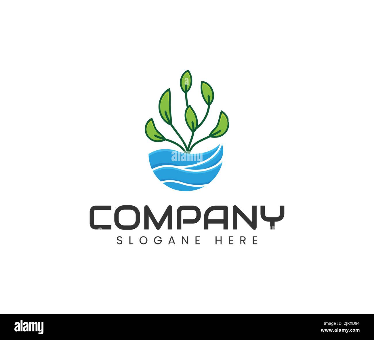 Nature green plant with water wave logo design. Green plant logo design ...