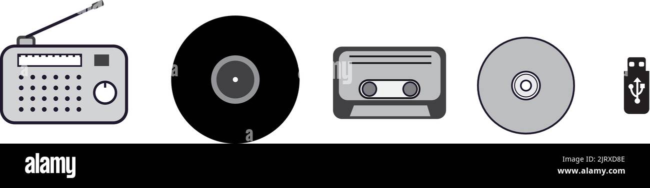 A set of vintage music storage items Stock Vector Image & Art - Alamy