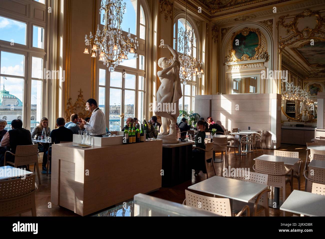 Paris, France, Crowd People inside French Brasserie Restaurant inside ...