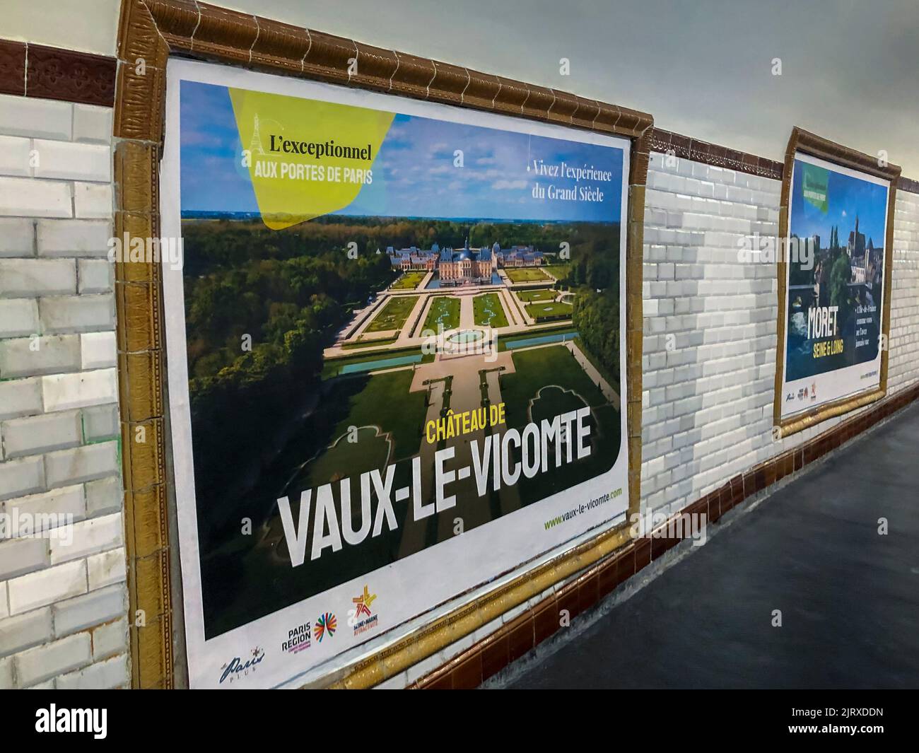 Paris, France, detail, French Advertising Posters on Display in Metro ...