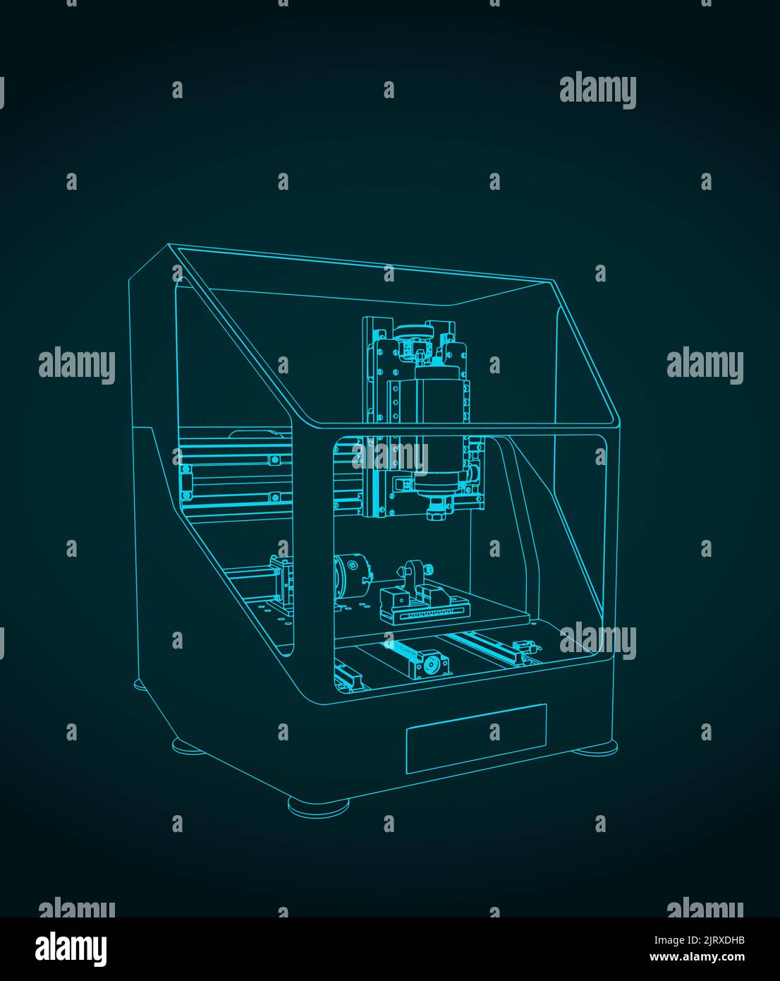 Stylized vector illustration of CNC milling machine Stock Vector Image ...