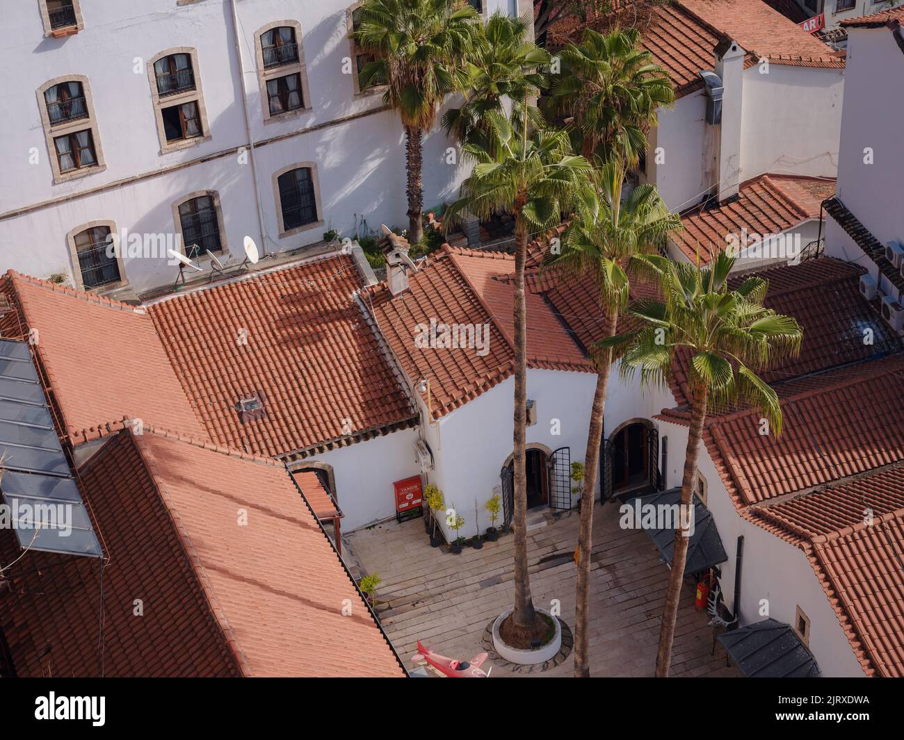 travel to turkey, old town Kaleci. district street view, in Antalya ...