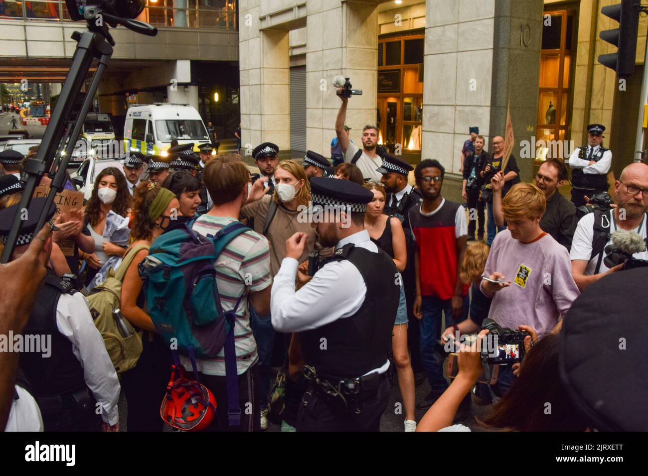 London, England, UK. 26th Aug, 2022. Protesters block the traffic ...