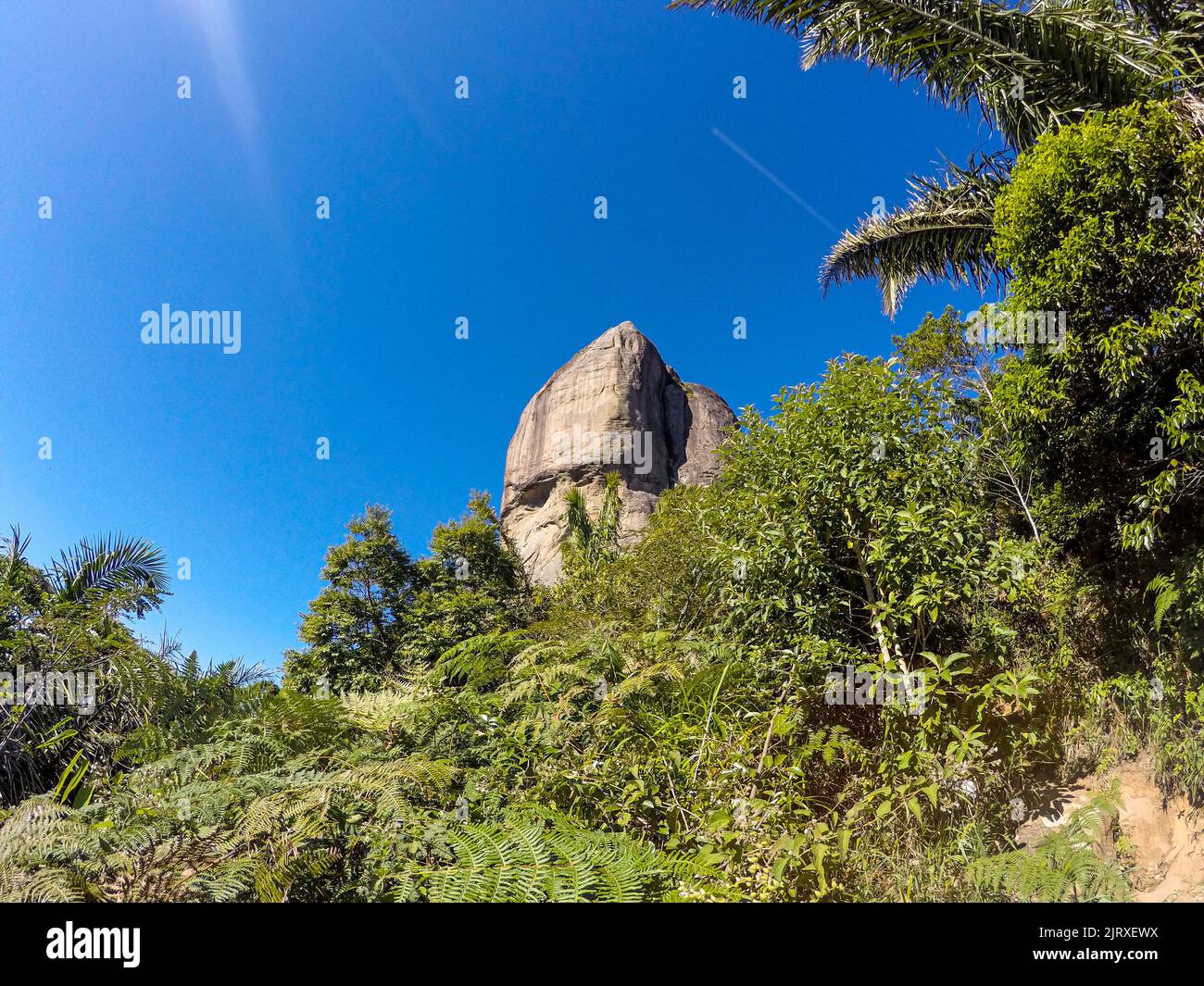 Gavea stone in Rio de Janeiro Brazil with a beautiful blue sky Stock ...