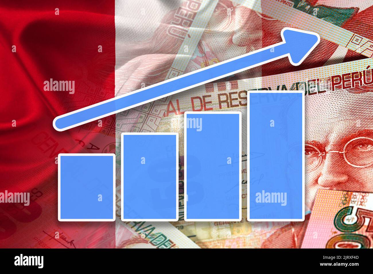 Economy Chart - Up Arrow, Cash Peruvian Soles Bills and Peru Flag ...