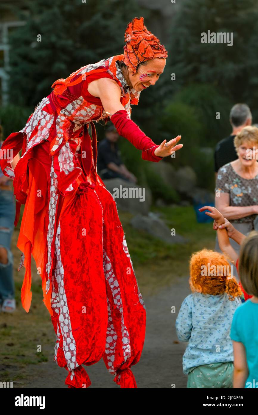 Stilt performer Isabelle Kirouac, Trout Lake, John Hendry Park ...