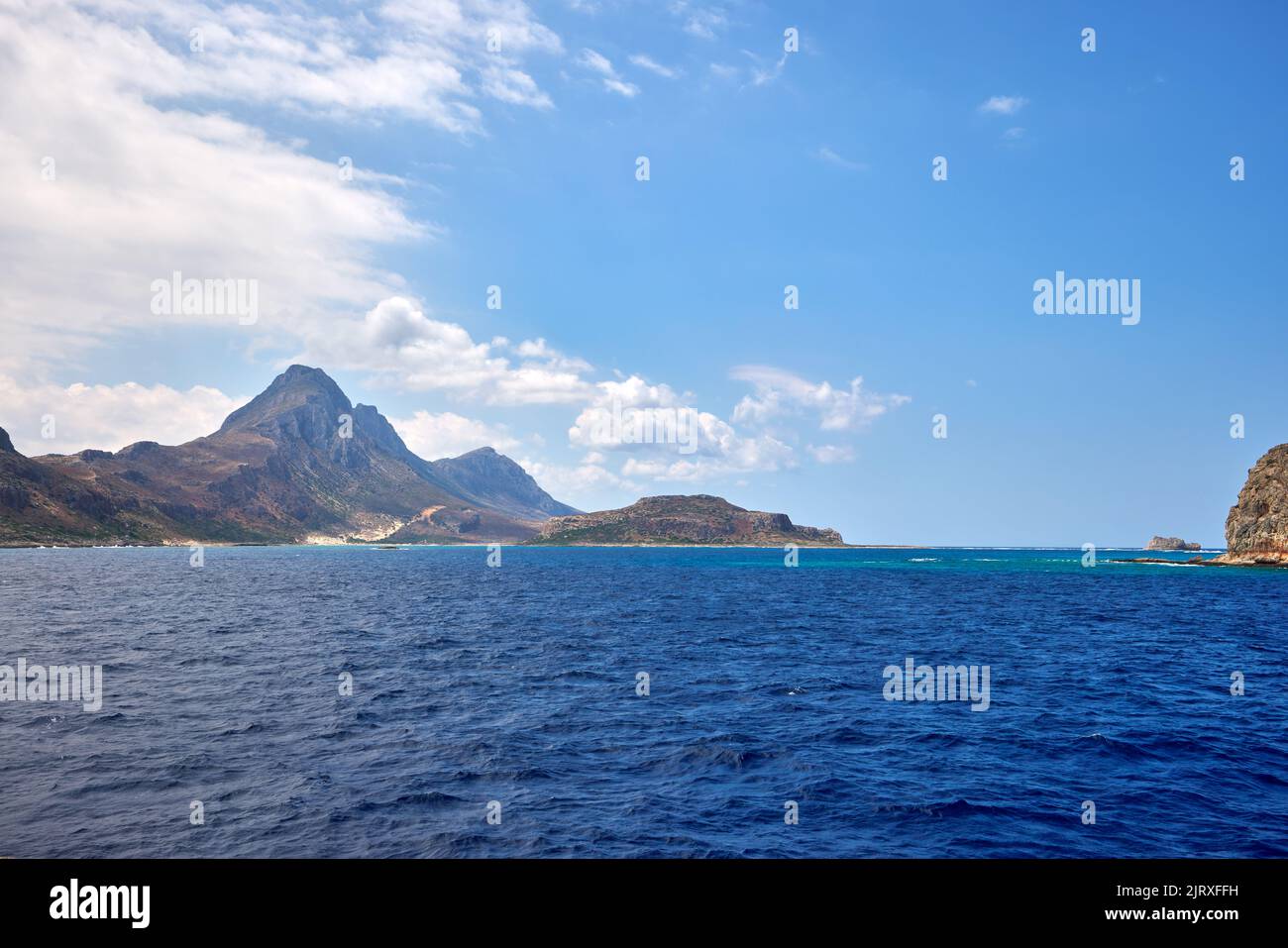 Greece, Crete, Top of Gramvoussa Island, view of the Balos Stock Photo ...