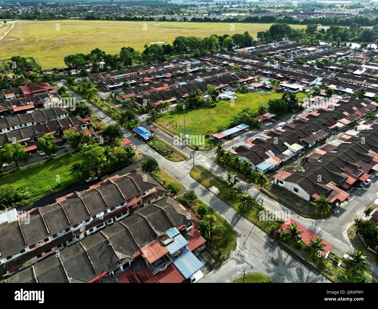 An aerial shot of a modern town with similar houses Stock Photo - Alamy