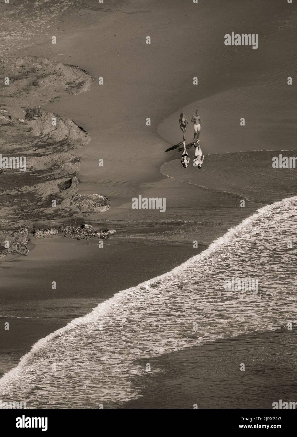An aerial view of people walking on the beach Stock Photo - Alamy